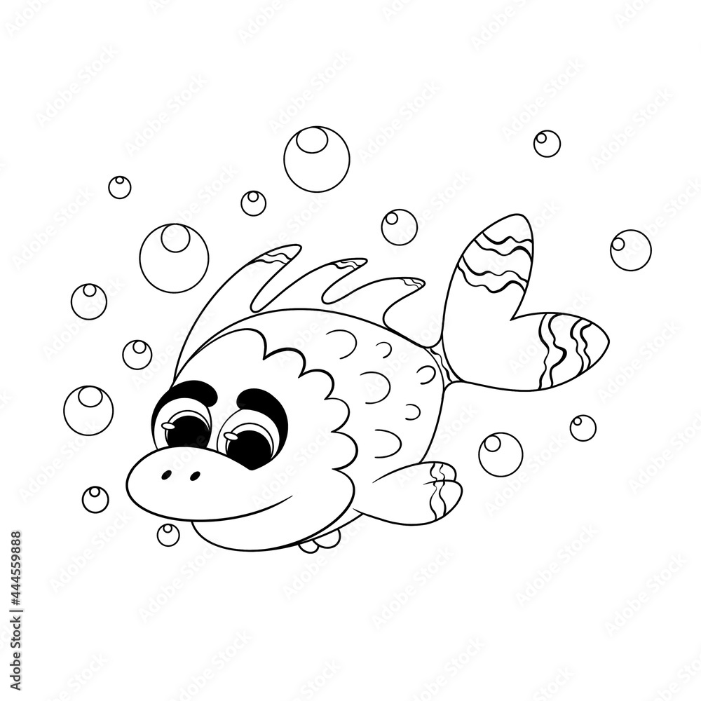 children's coloring - sea fish in the ocean (underwater world) Stock ...