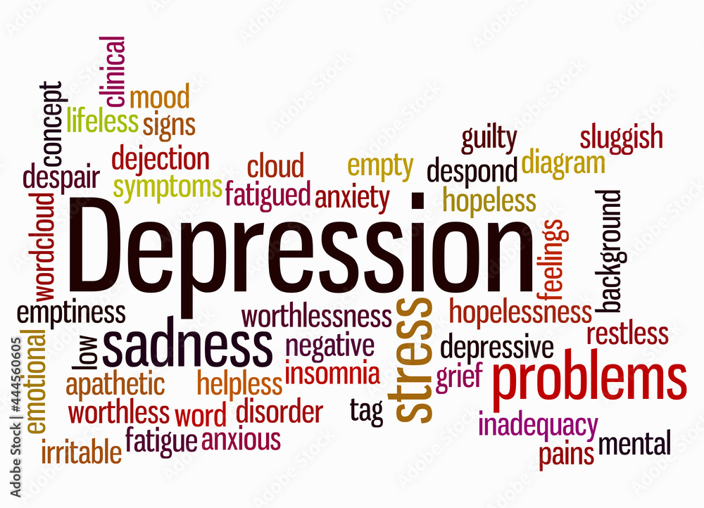 Word Cloud with DEPRESSION concept, isolated on a white background ...