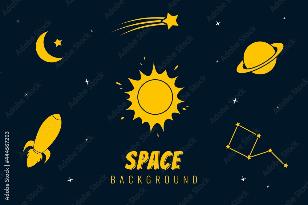 Space Background Flat Design Concept Stock Vector | Adobe Stock