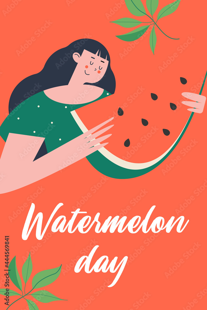 Watermelon Day. Festive fun vector clipart. Template for a postcard ...