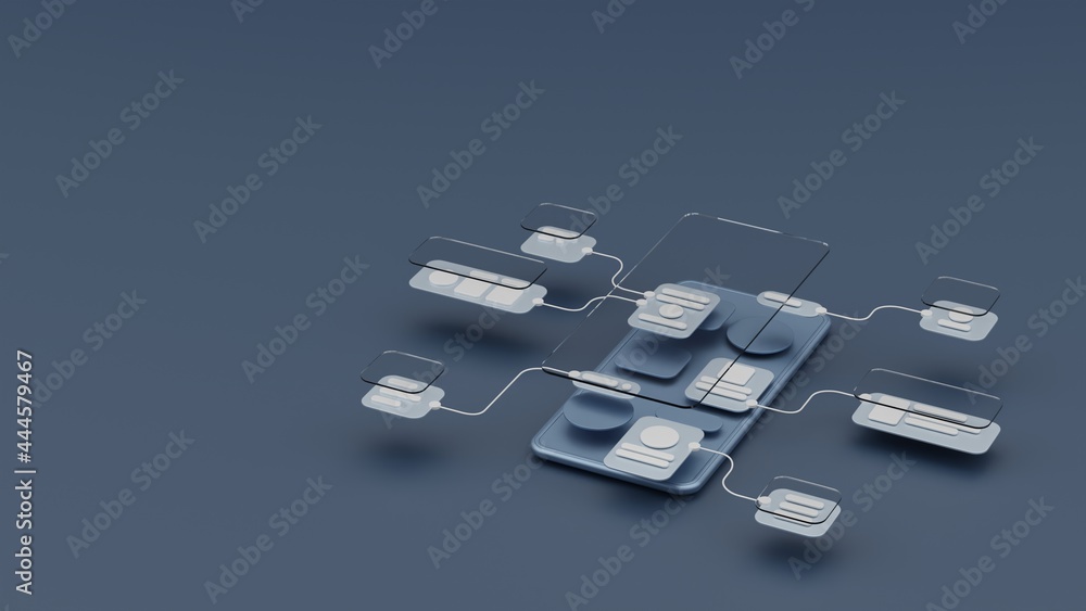UX UI flowchart connection node graphic designer creative planning ...