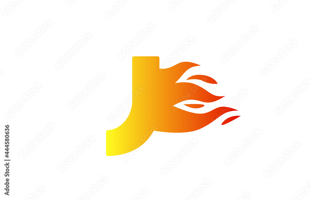 fire J alphabet letter icon for company. Red flames design suitable for ...
