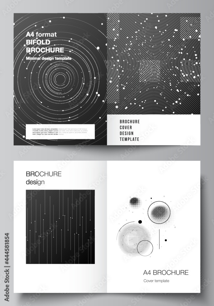 Vector layout of two A4 format cover mockups design templates for ...