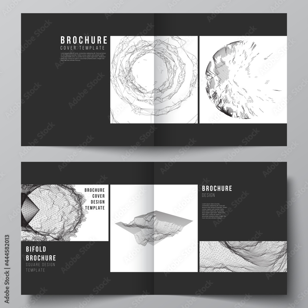 Vector layout of two covers templates for square bifold brochure, flyer ...