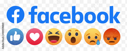 Facebook logo with emoji reactions vector set. Isolated Facebook ...