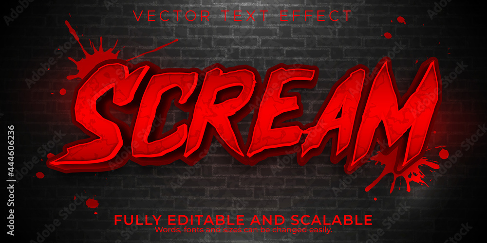 Scream editable text effect, dead and scary text style. Stock Vector ...