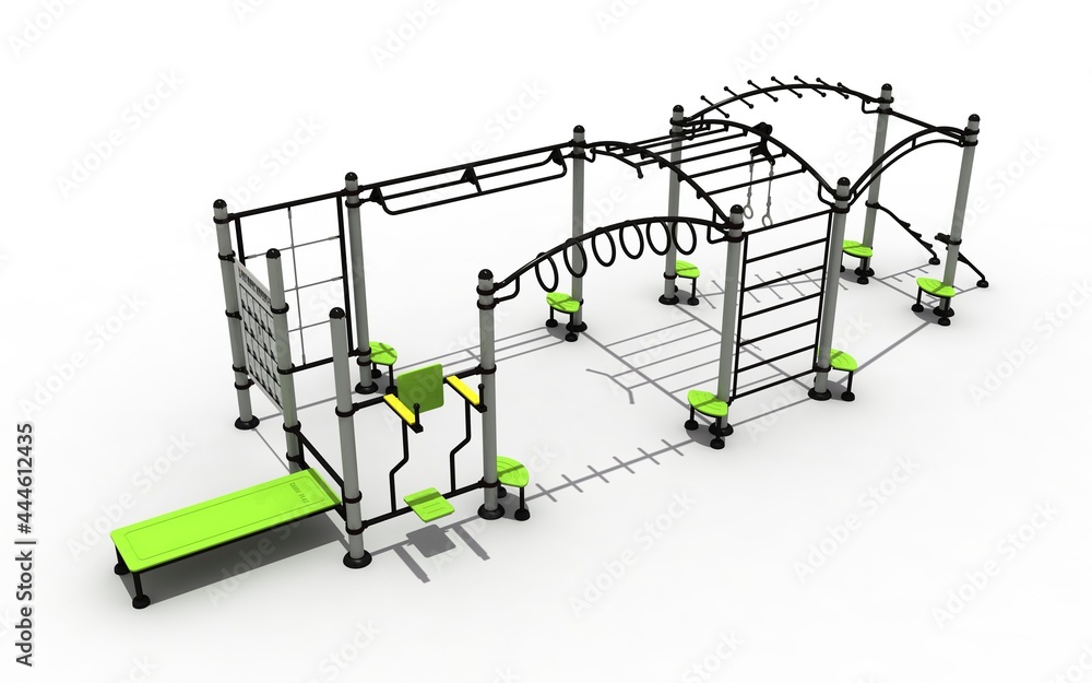 GIMNASIO ESTRUCTURA DE CIRCUITO DE CROSSFIT Y CALISTENIA - RENDER Stock ...