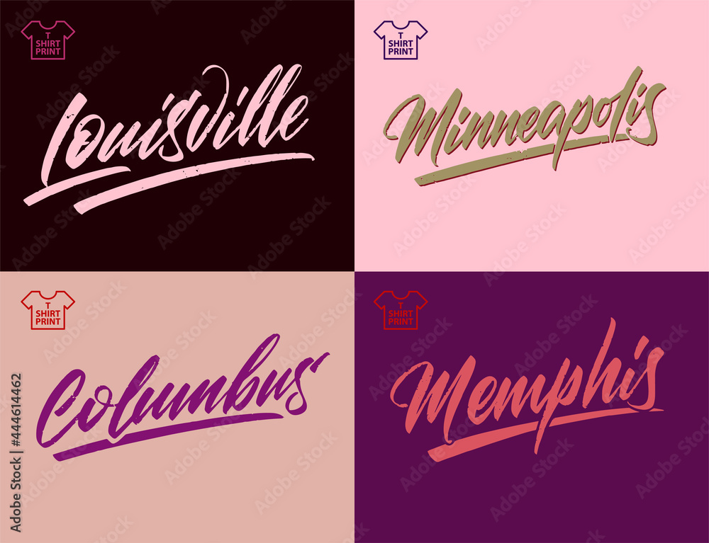Poster Vintage handwritten brush lettering of America cities – Wall Art ...