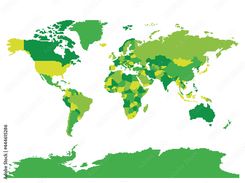 Simplified schematic map of World. Blank political map of countries ...