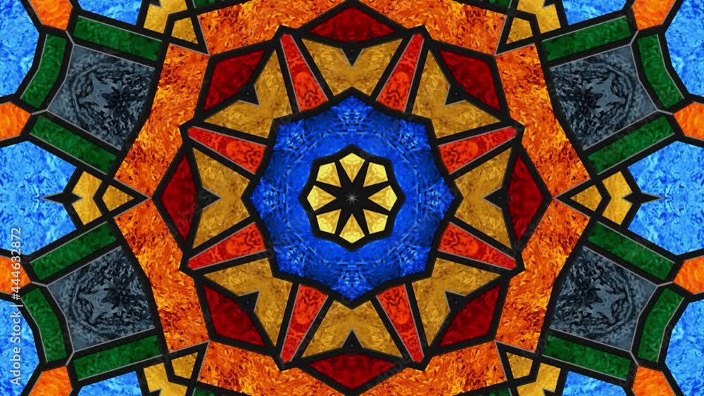 Stained glass. Seamless looping multicolor animation footage ...
