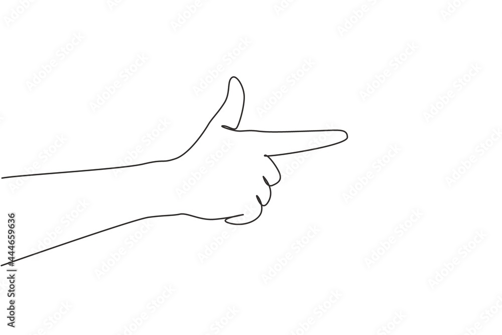 Single one line drawing hand making gun gesture. Hand shot or weapon ...