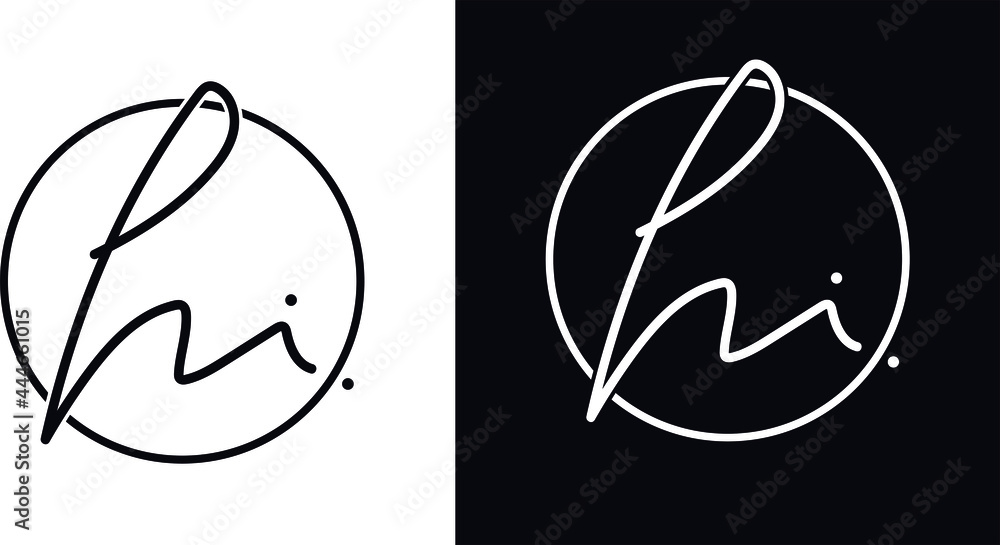Hi. - Hi logo. Label for social media content. Vector hand-drawn ...