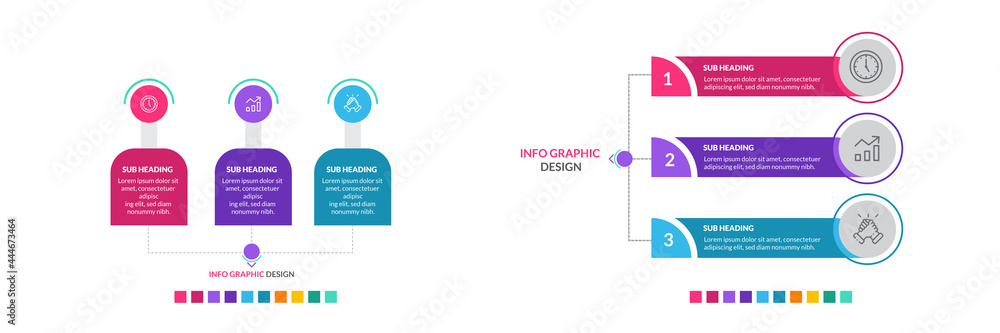 List layout with 3 points of steps diagram vector infographic flat ...
