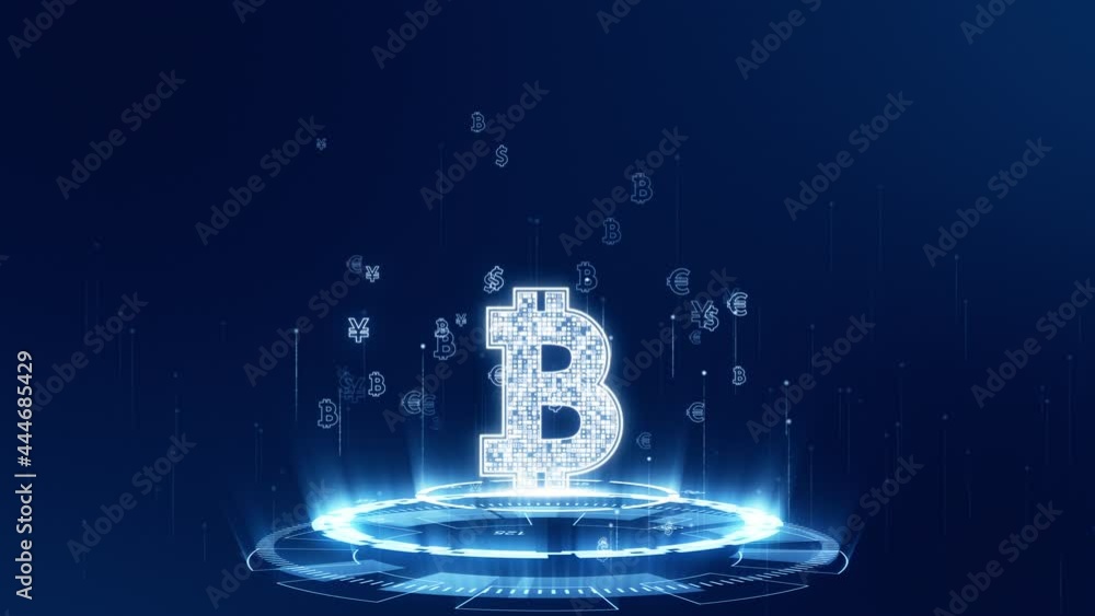 Motion graphic of Blue digital money logo with futuristic technology ...