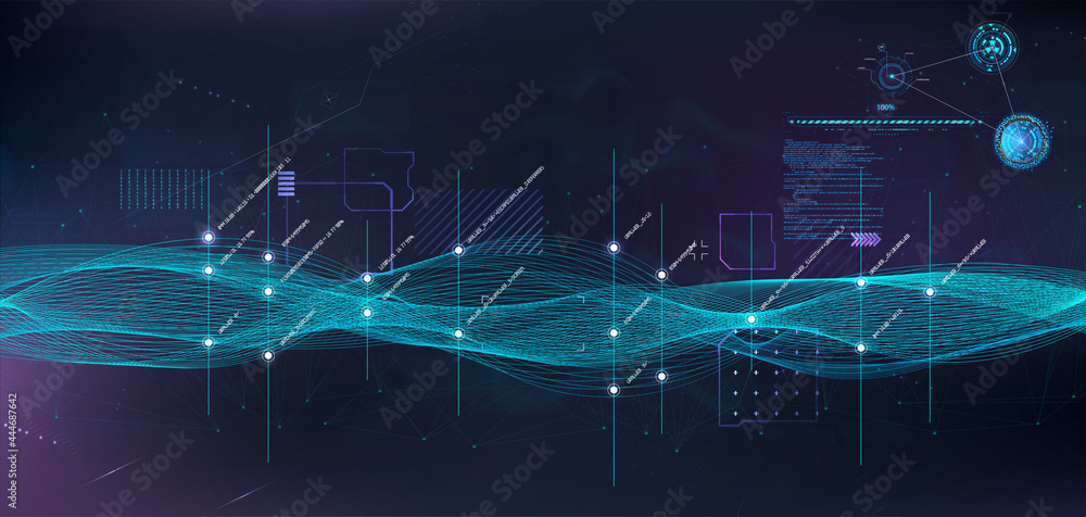 Innovative technologies, big data algorithms in futuristic HUD style ...