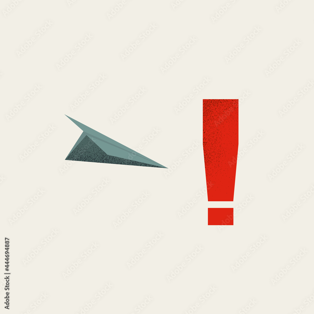 Business risk and warning vector concept. Symbol of paper plane and ...