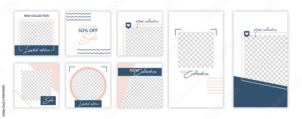 Instagram post and stories template collection. Design backgrounds ...