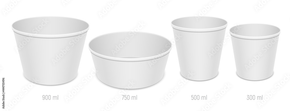 Set of vector realistic blank disposable food containers. Different ...