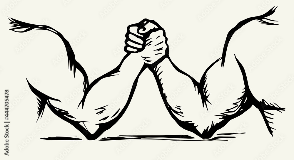 Hand wrestling contest. Vector drawing Stock Vector | Adobe Stock