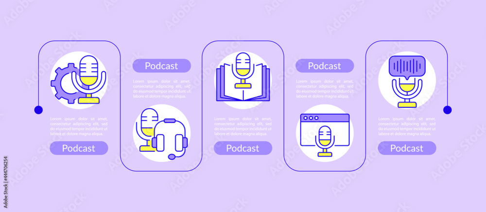 Podcast design elements. Vector infographic template with icons. Data ...