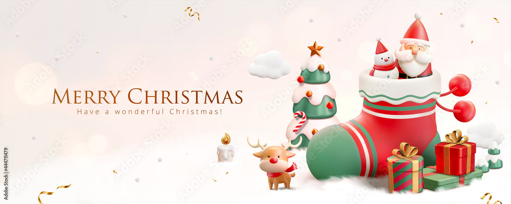 3d white Christmas banner Stock Vector | Adobe Stock
