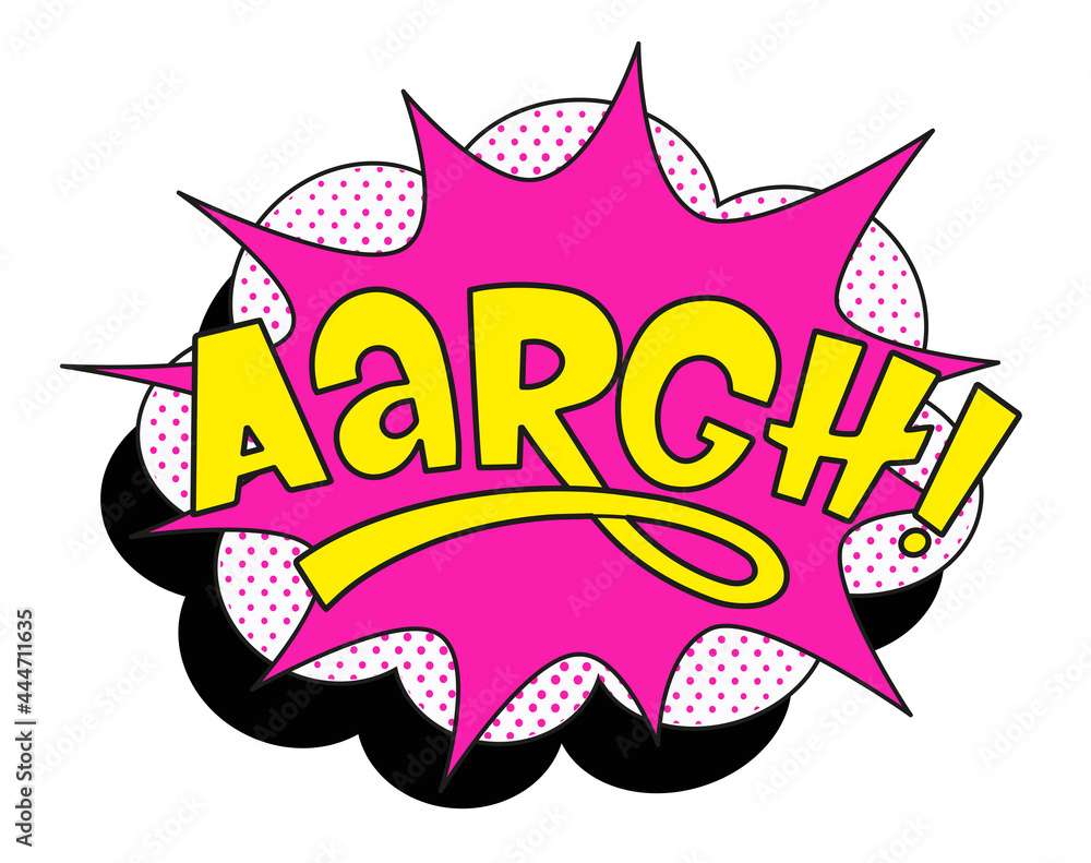Comic lettering aargh. Vector bright cartoon illustration in retro pop ...