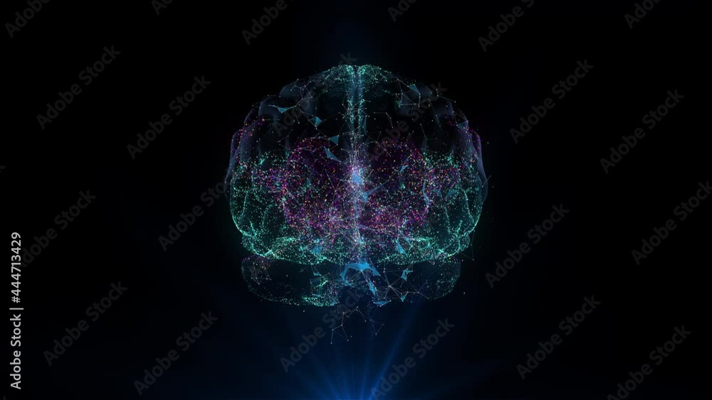 AI Artificial intelligence digital brain animation. Neural Network. Big Data Deep Learning ...