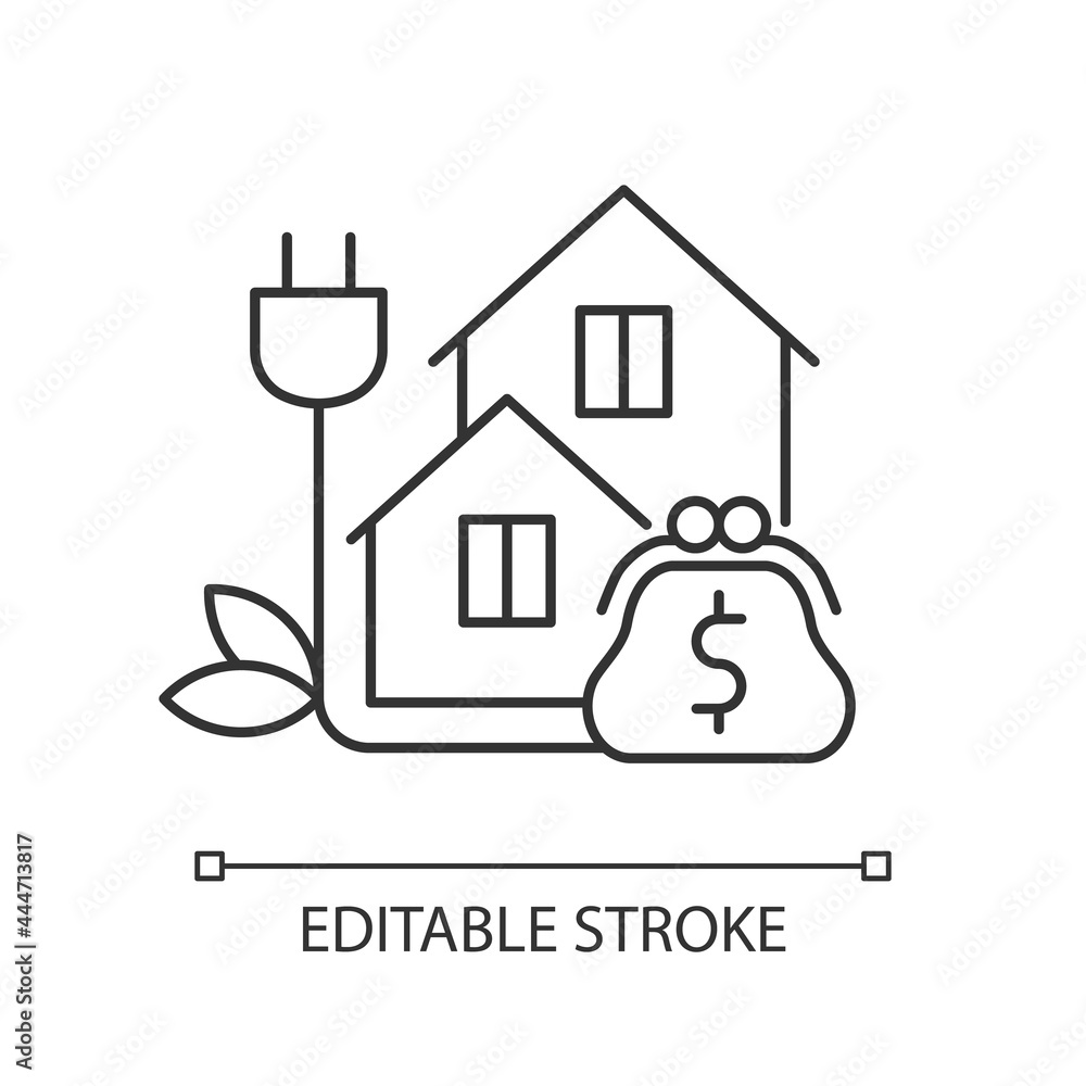Vetor de Green pricing program linear icon. Utility service cost for ...