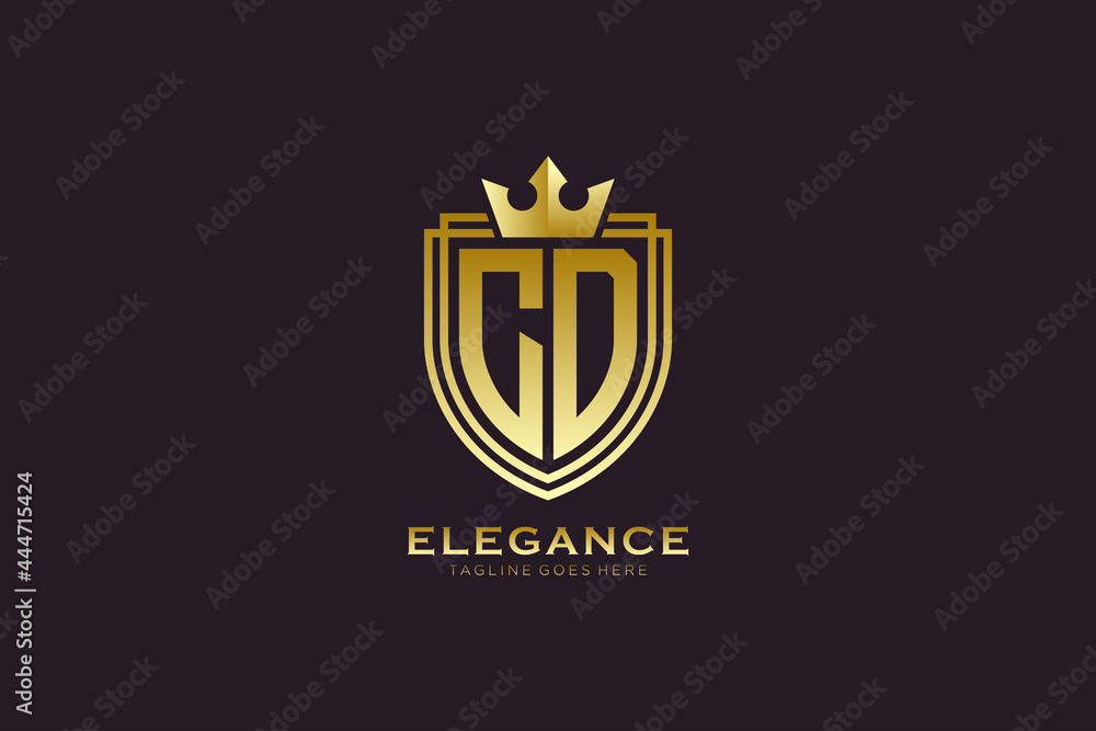 initial CD elegant luxury monogram logo or badge template with scrolls ...