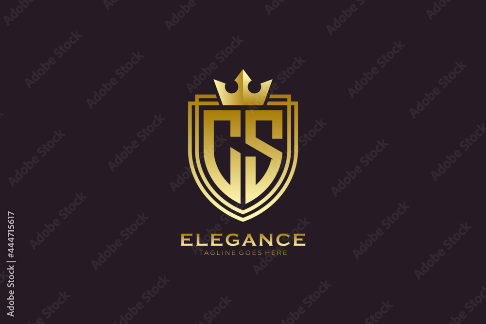 initial CS elegant luxury monogram logo or badge template with scrolls ...