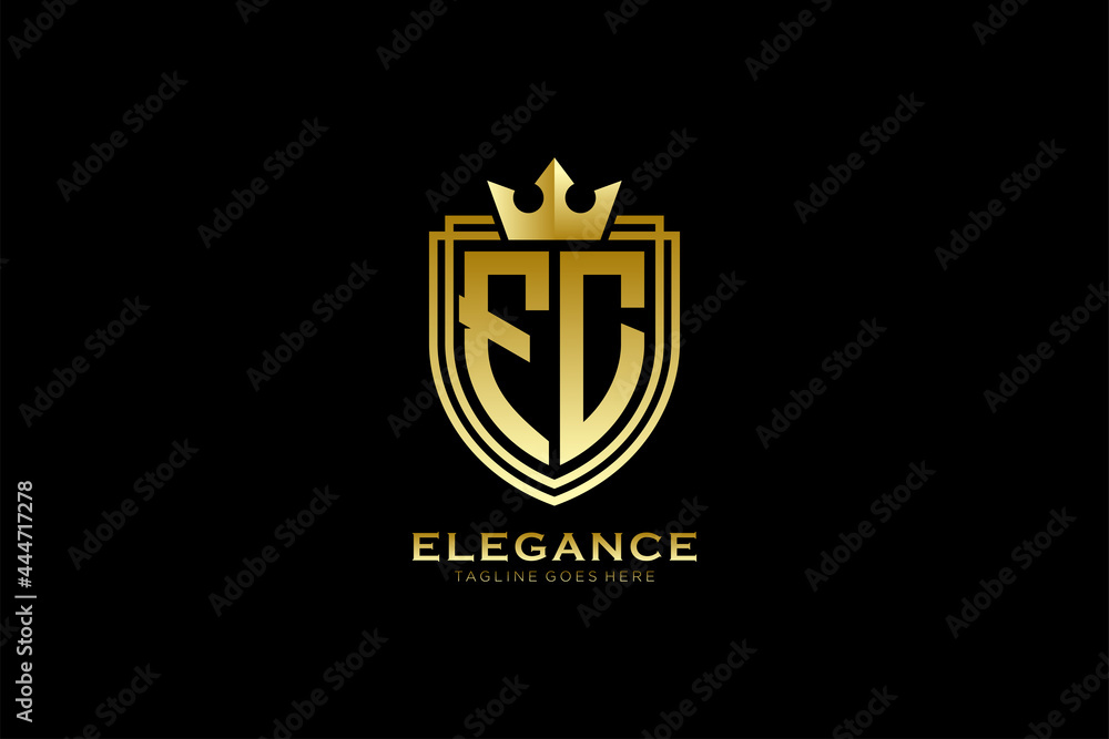 initial FC elegant luxury monogram logo or badge template with scrolls ...