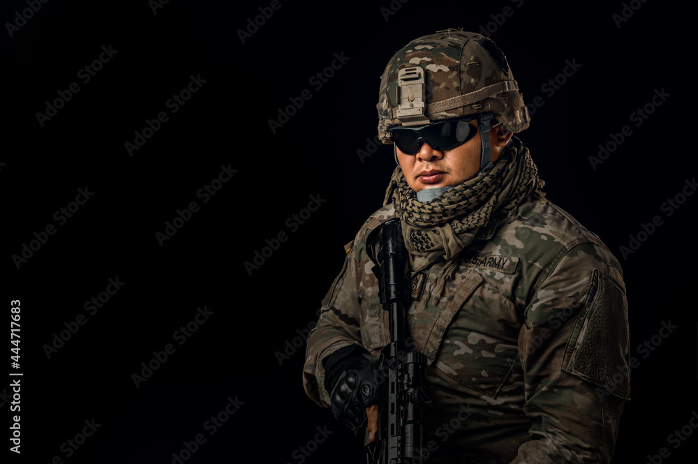 Photo of soldier in black background. Special forces United States ...