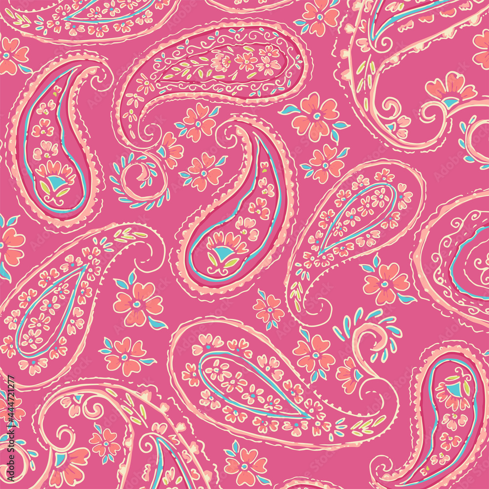 Elegant Pink Paisley Pattern Stock Vector | Adobe Stock