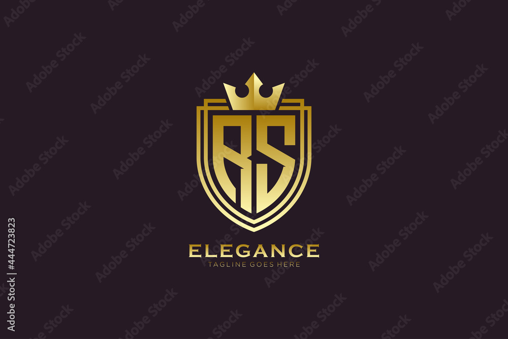 initial RS elegant luxury monogram logo or badge template with scrolls ...