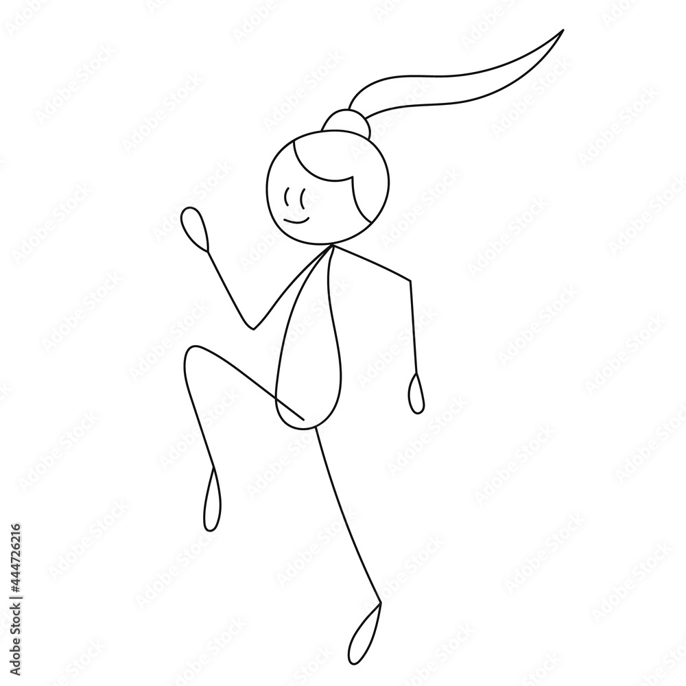 stick figure girl doing exercises, isolated, vector Stock Vector ...