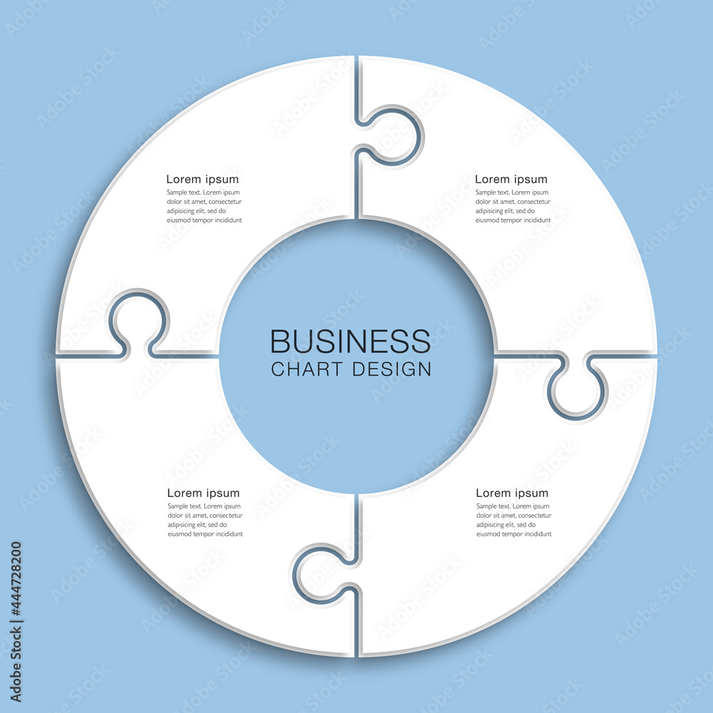 Poster Business chart design. 3 division, jigsaw graph pattern. – Wall ...
