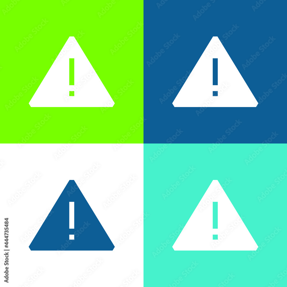 Attention Flat four color minimal icon set Stock Vector | Adobe Stock