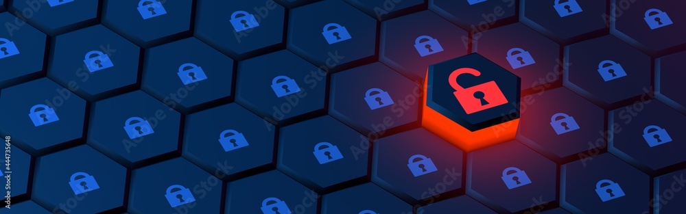Visualization of cyber attacks. Concept of data security. Computer protection. Cyber crime and ...