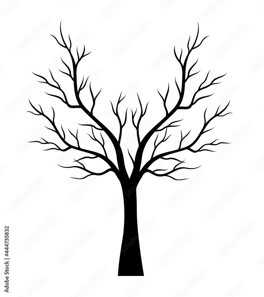Shape of black Tree. Vector outline Illustration. Plant in Garden ...