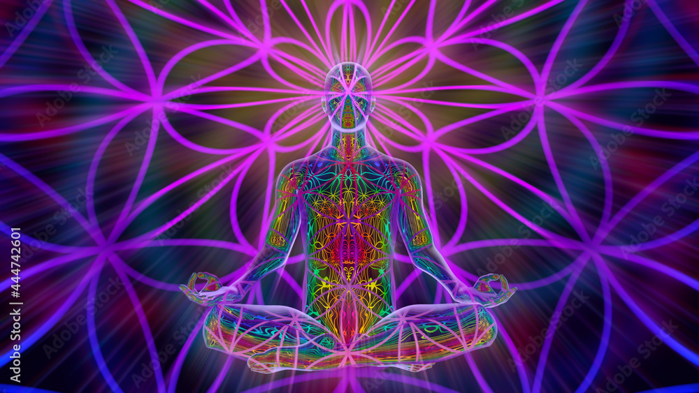 3d illustration meditation on the symbol " flower of life" Stock ...