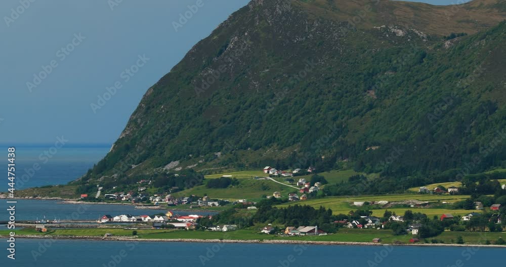 Giske, Norway. View Of Alesund Islands. Houses On Coast Of Giske Island ...