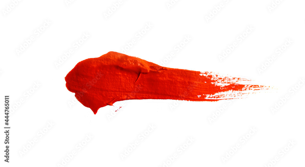 red oil paint brush strokes isolated on white background hand drawn ...