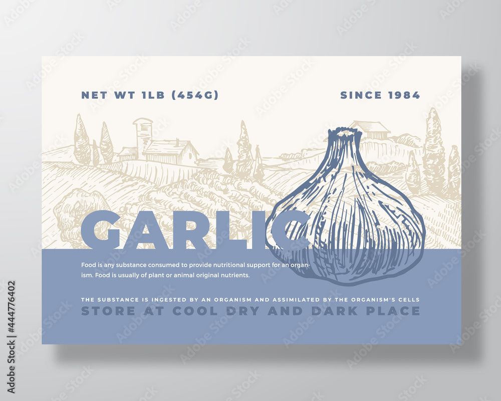 Garlic Label Template. Abstract Vector Packaging Design Layout. Modern ...