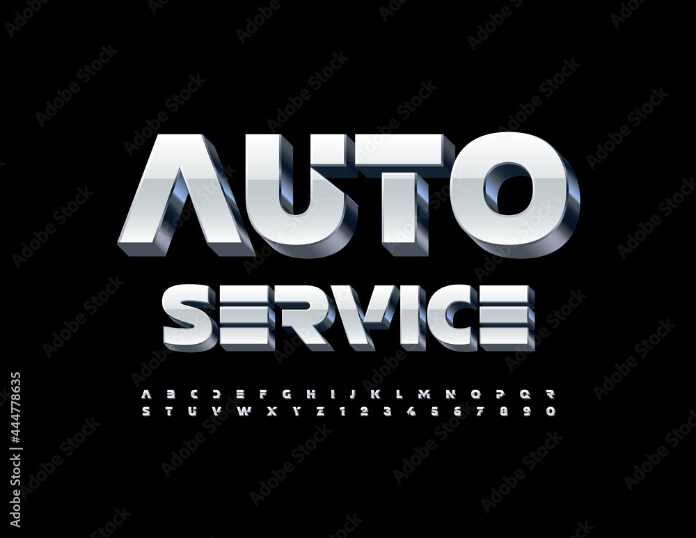 Vector business sign Auto Service. Set of Digital Alphabet Letters and ...
