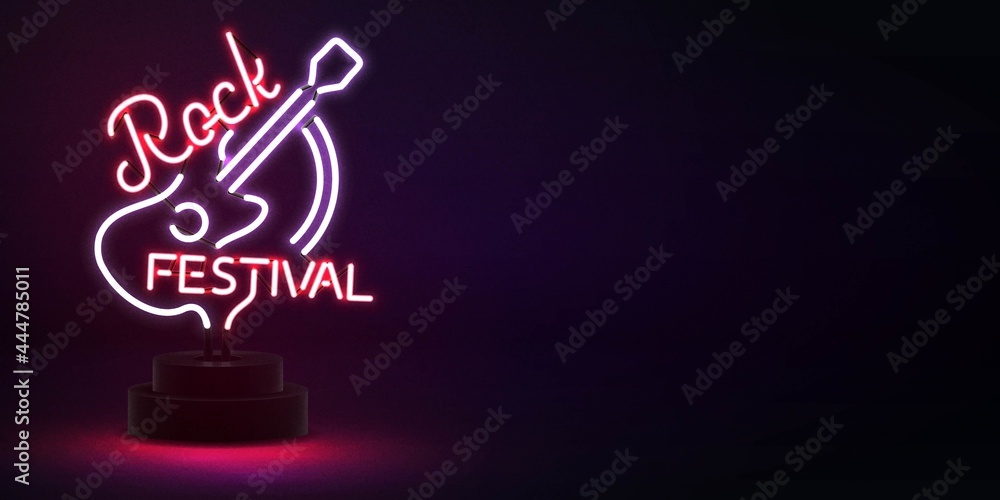 Vector realistic isolated neon sign of Rock Festival logo for template ...