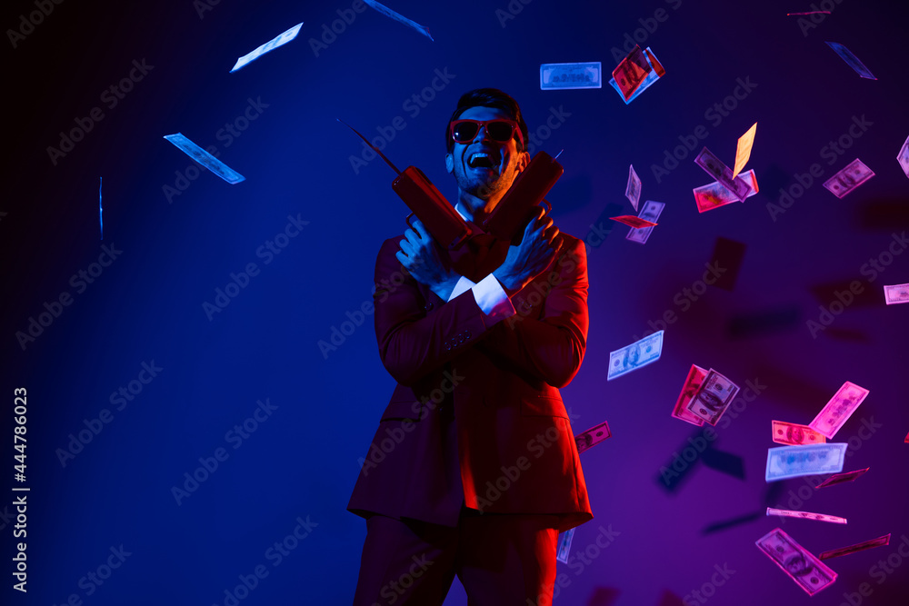 Photo of cool sweet young guy dressed formal suit glasses smiling ...