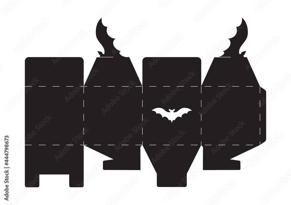 Happy Halloween treat box. Simple packaging die cut template for sweets ...