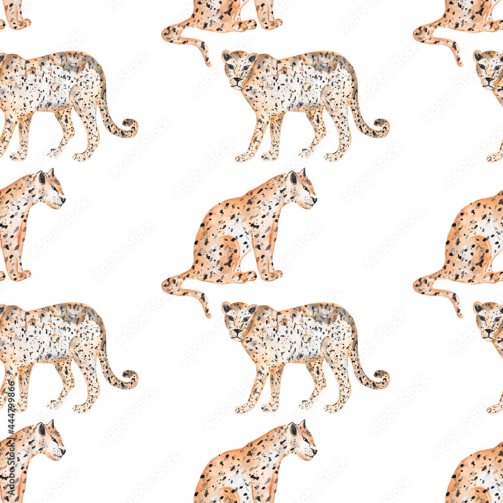 Watercolor Jungle Leopard Digital Paper, Safari Animal Pattern, African ...