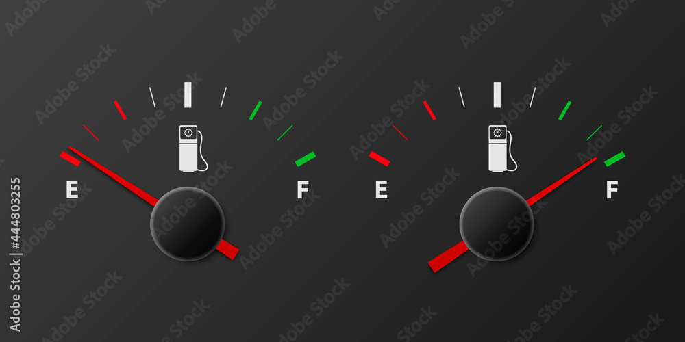 Vector 3d Realistic Gas Fuel Tank Gauge, Oil Level Bar on Black ...