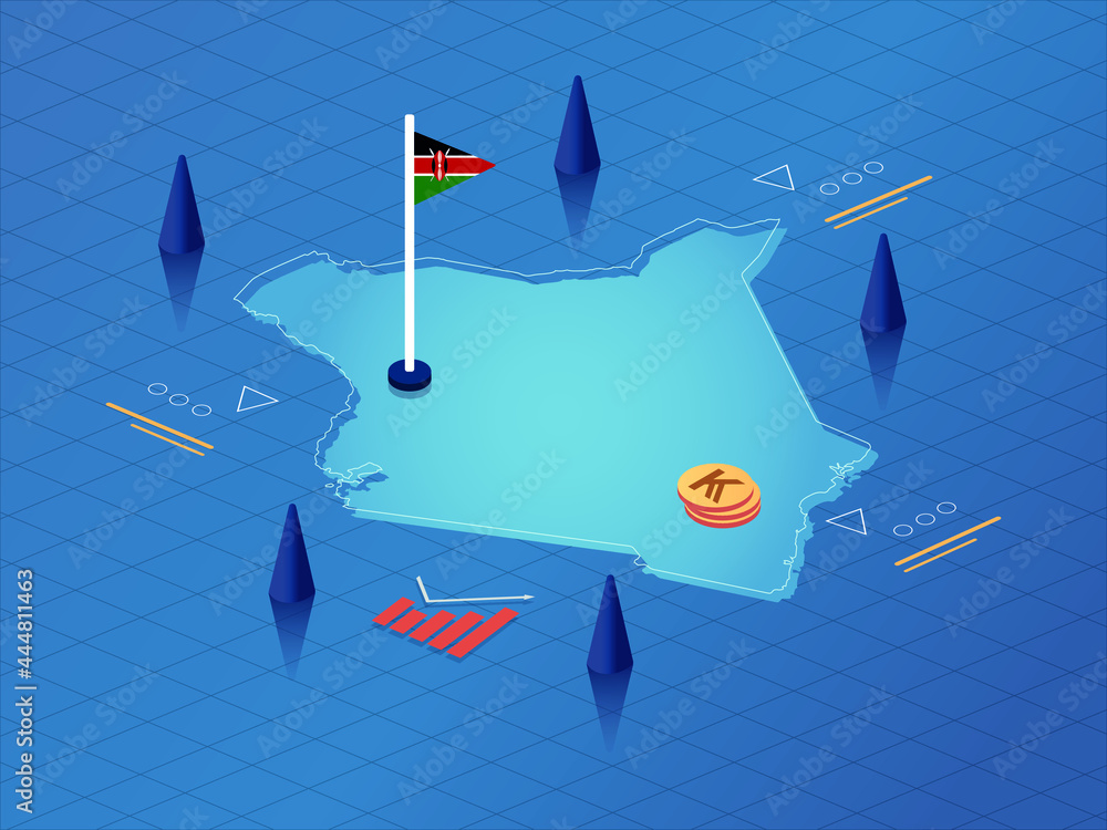 Kenya Map, Flag and Currency Modern Isometric Business and Economy ...
